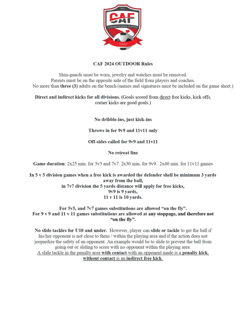 RULES – Canadian Academy of Futbol